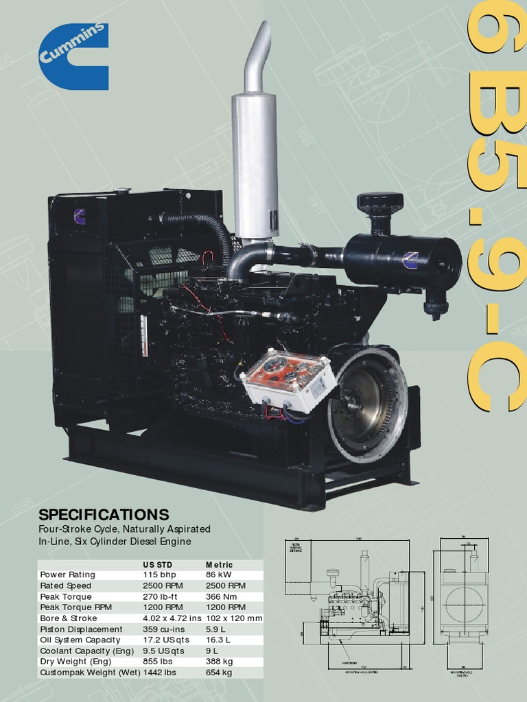 6B5.9-C Diesel Engine Specifications | PDF | Horsepower | Energy Conversion