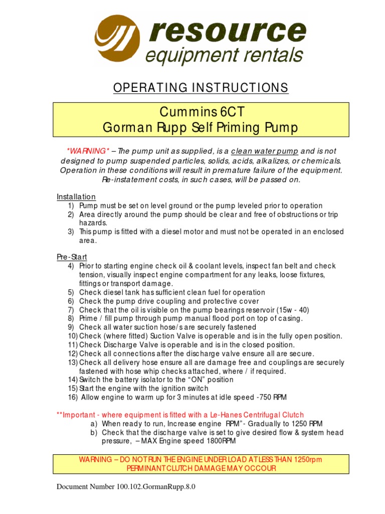 Cummins 6CT 250mm Gorman Rupp Self Priming Pump General 04.04.07tr ...
