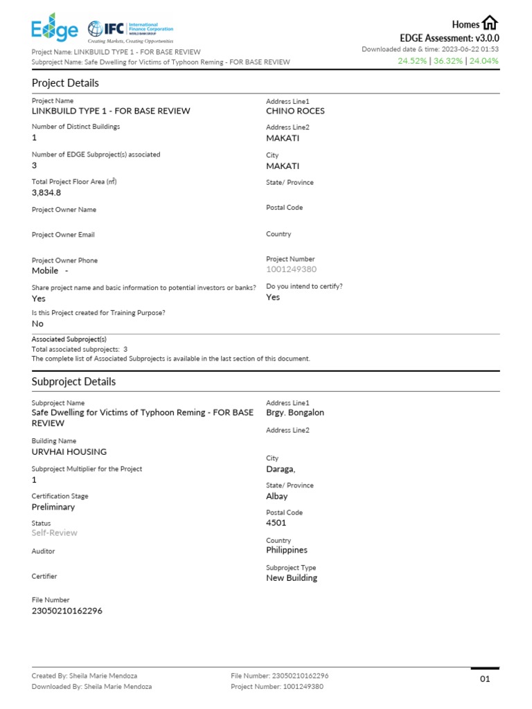 Project Details: EDGE Assessment: v3.0.0 Homes | PDF | Efficient Energy Use | Water Heating