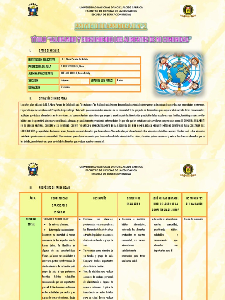 Proyecto De Aprendizaje N 2 Maria Parado De Bellido Pdf Educación