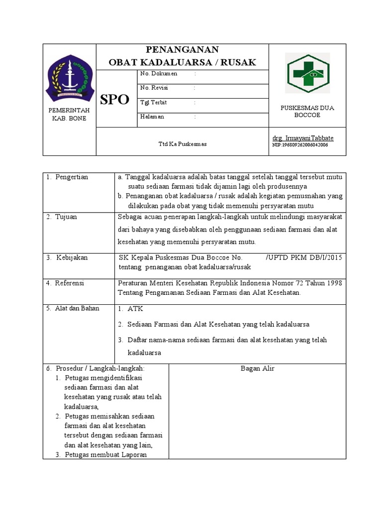 Spo Penanganan Obat Kadaluarsa Atau Rusak | PDF