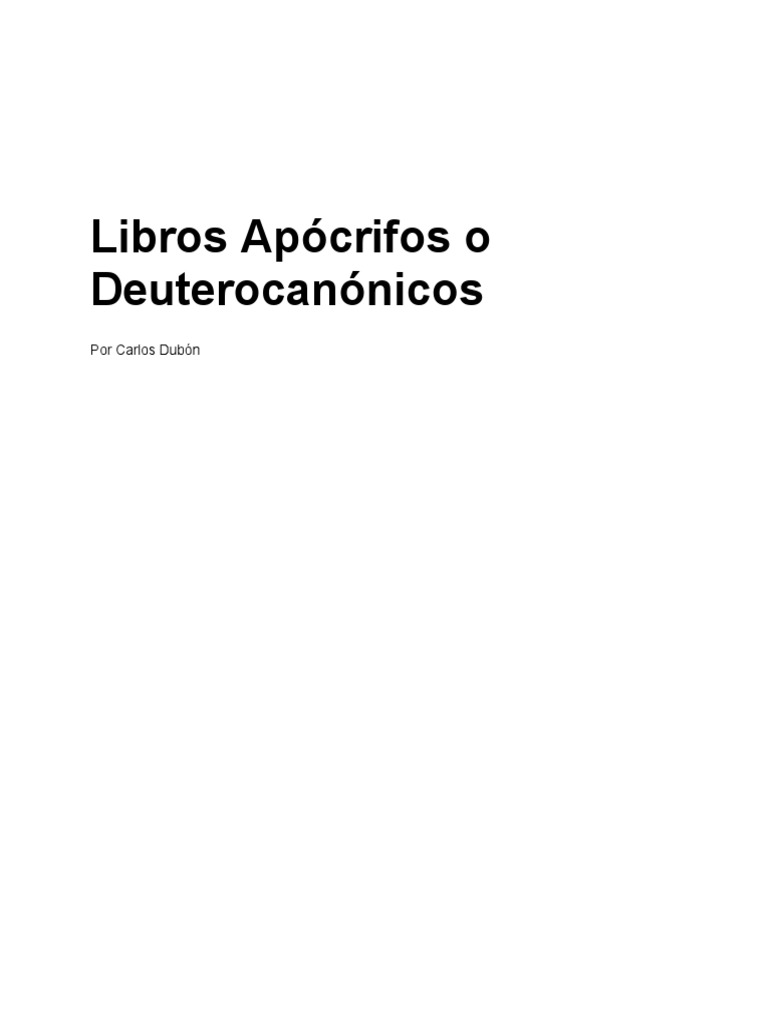 Libros Deuterocanónicos y Apócrifos | PDF | Biblia | Contenido bíblico