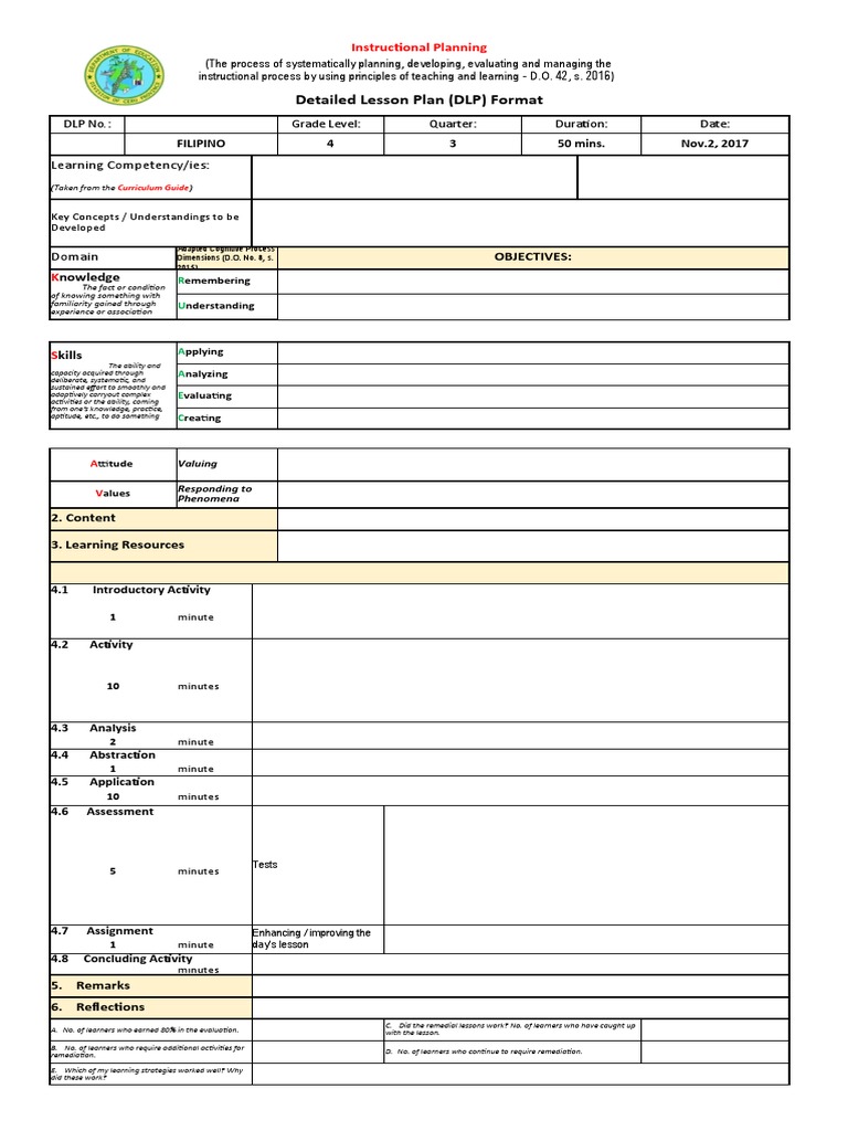DLP NO. 1 For Demo | PDF | Learning | Lesson Plan