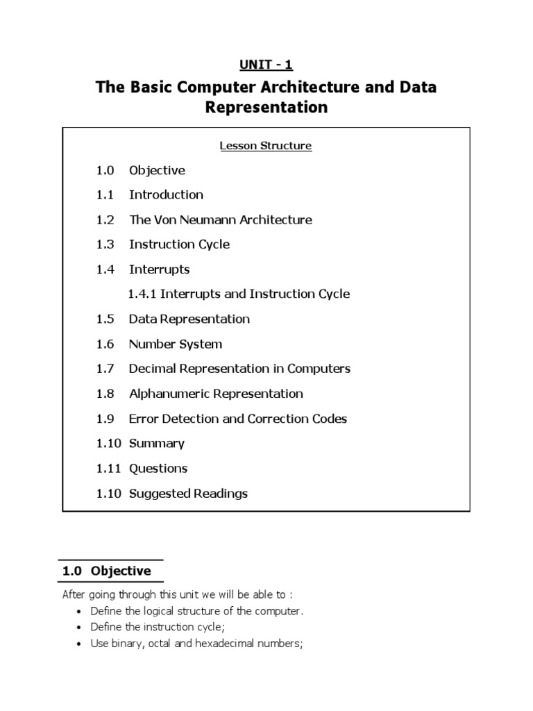 Computer Architecture & Data Representation | PDF | Central Processing Unit | Computer Data Storage