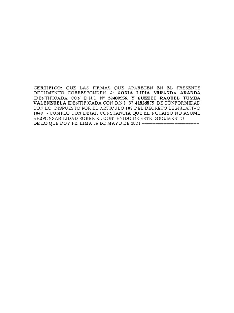 Certifico Que Notario Con Sello | PDF | Finanzas y dinero