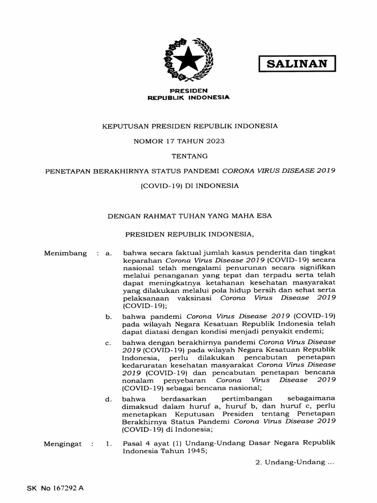 Salinan Keppres Nomor 17 Tahun 2023 | PDF
