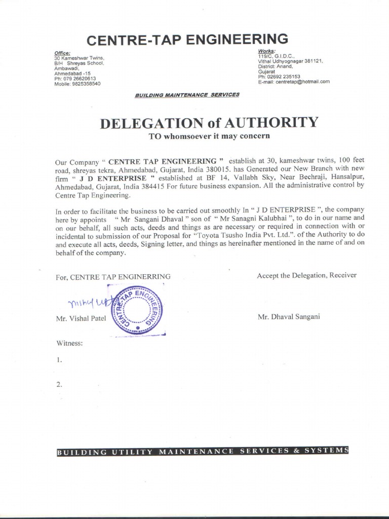 DELEGATION of AUTHORITY (1) | PDF