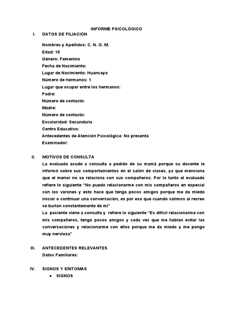 CASO - Internado 1 | PDF | Comunicación | Evaluación