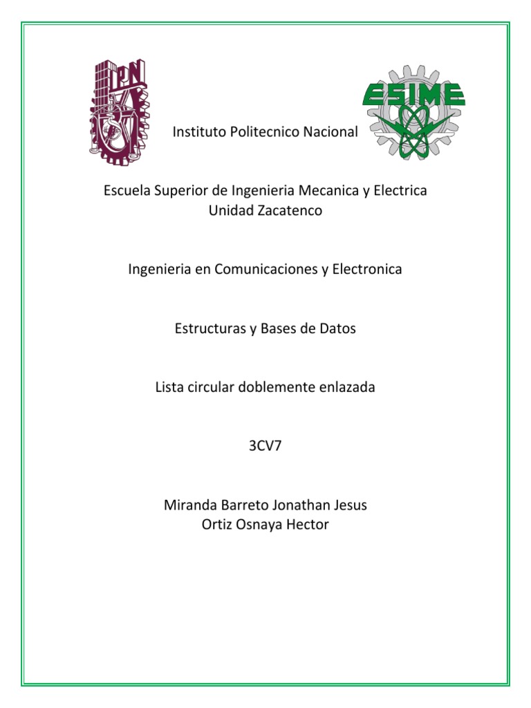 Lista Circular Doblemente Enlazada Pdf Desarrollo De Software