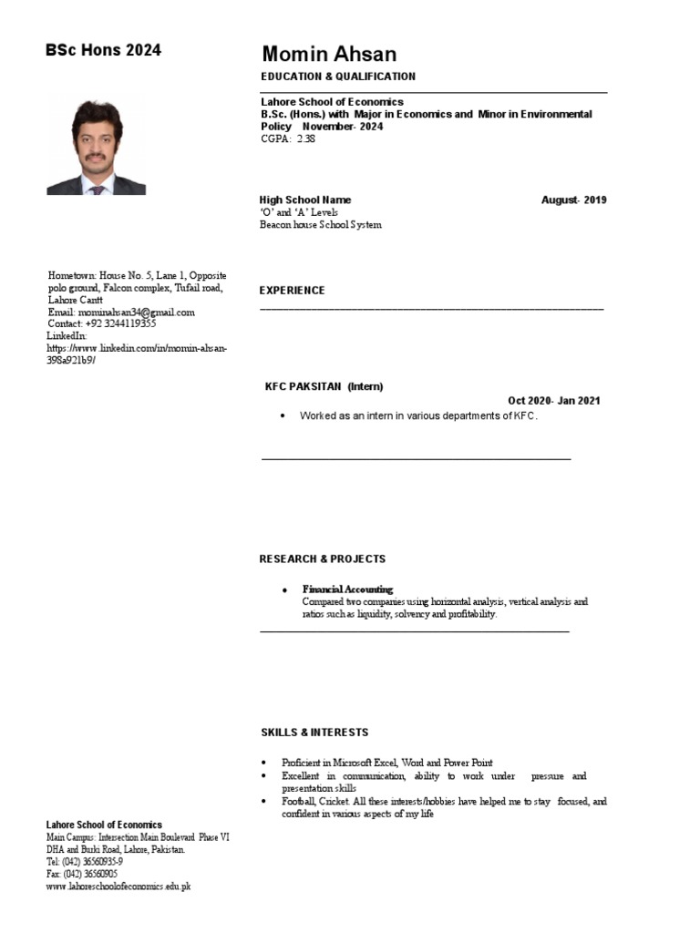Momin Ahsan CV LSE | PDF