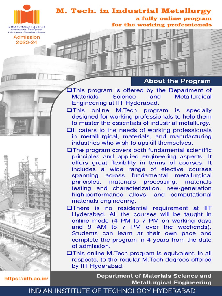 Industrial - Metallurgy Online MTech - Brochure - 2023 2024 v5 | PDF ... Industrial - Metallurgy Online MTech - Brochure - 2023 2024 v5 | PDF ...