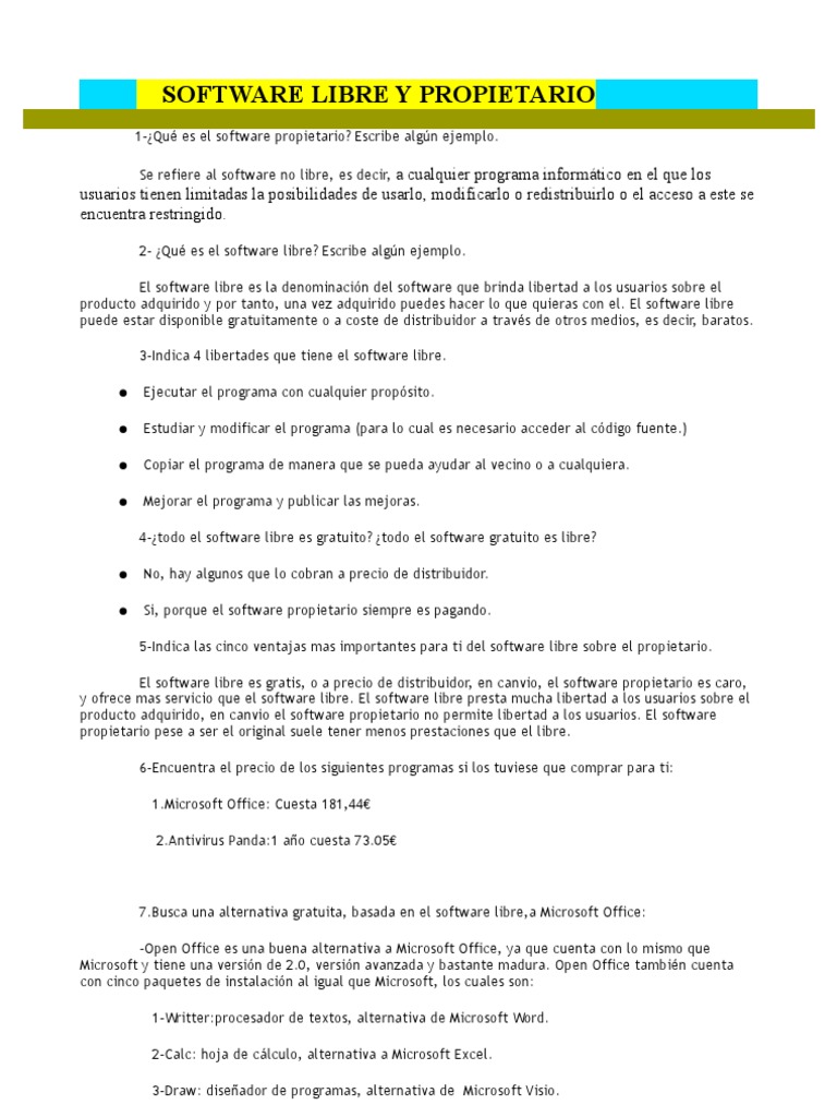 Ventajas del Software Libre vs. Propietario | PDF | Software libre | Microsoft