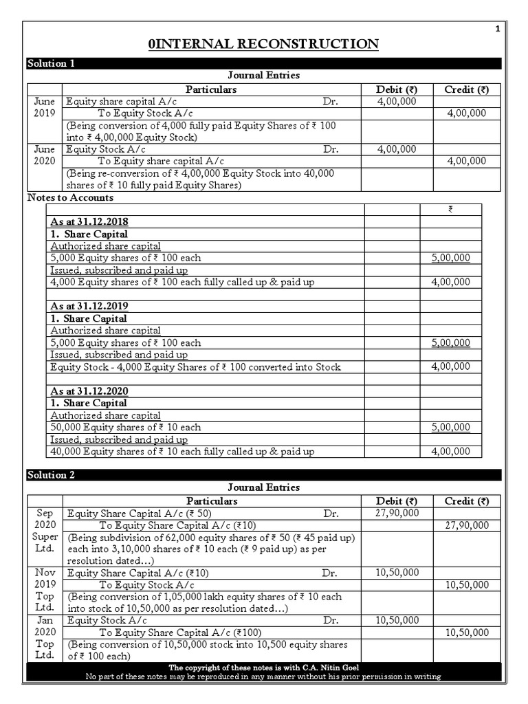 5 Internal Reconstruction | PDF | Equity (Finance) | Balance Sheet