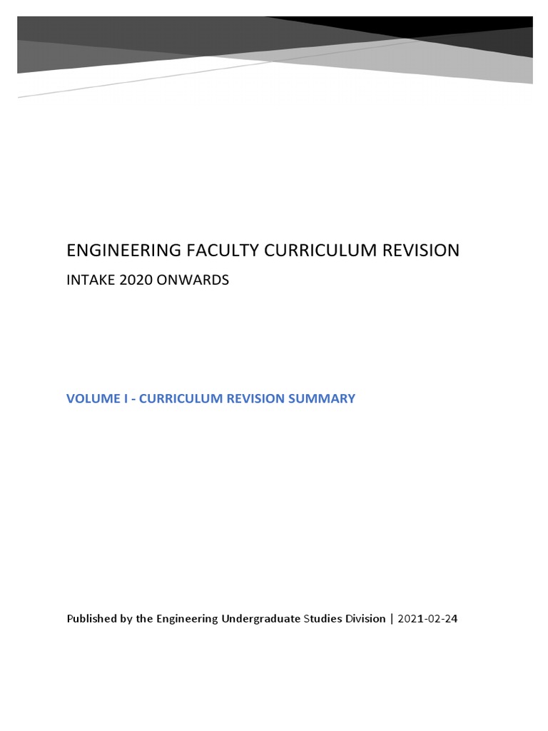 Volume I BSC Engineering Curriculum For Intake 2020 Onwa | PDF | Engineering | Chemical Engineering