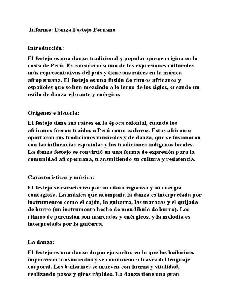 Festejo | PDF | Bailes | Perú