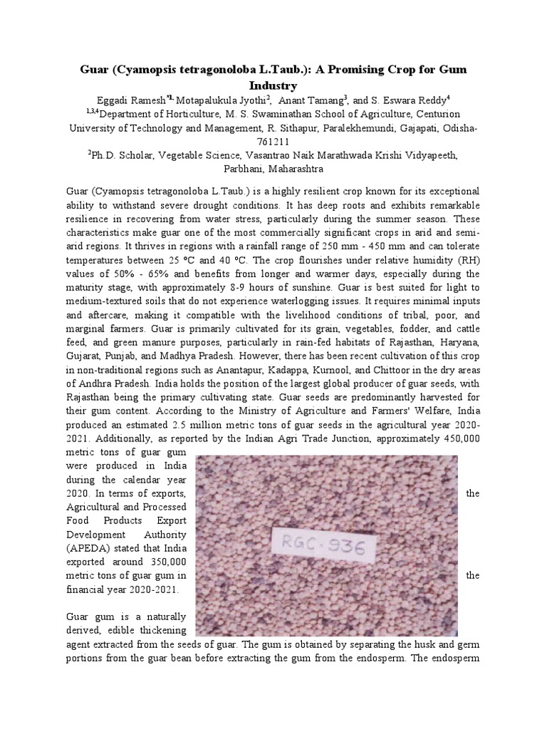 Guar Crop: Resilience and Industrial Uses | PDF | Materials