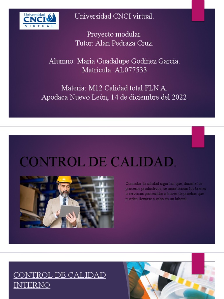 CALIDAD TOTAL PROYECTO MODULAR. | PDF | Calidad (comercial) | Laboratorios