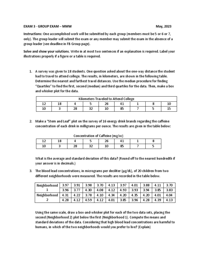 Group Exam 3 May 2023 | PDF | Standard Deviation | Normal Distribution