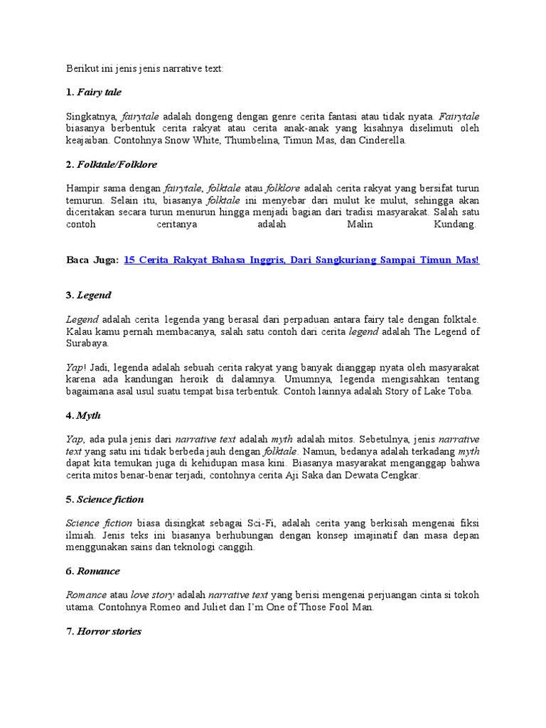 jenis jenis narrative text | PDF