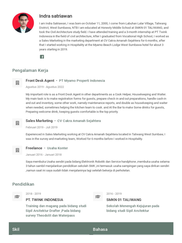 CV Indra Satriawan | PDF