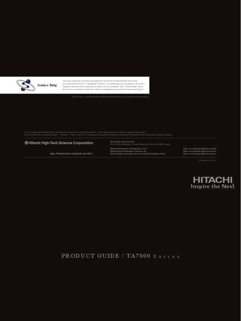 Hitachi High-Tech DSC7000 Series Overview | PDF | Differential Scanning ...