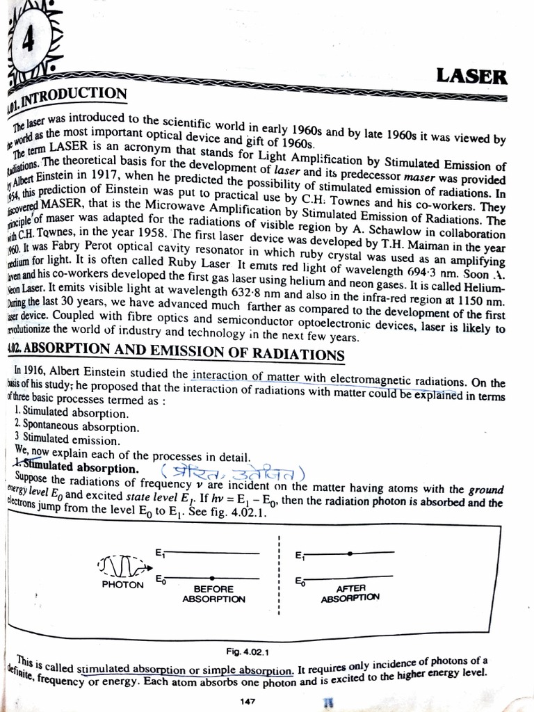 Unit 4 Laser | PDF | Coherence (Physics) | Laser