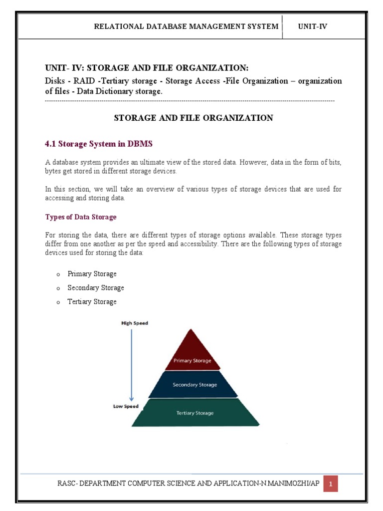 RDBMS - Unit Iv | PDF | Computer Data Storage | Databases