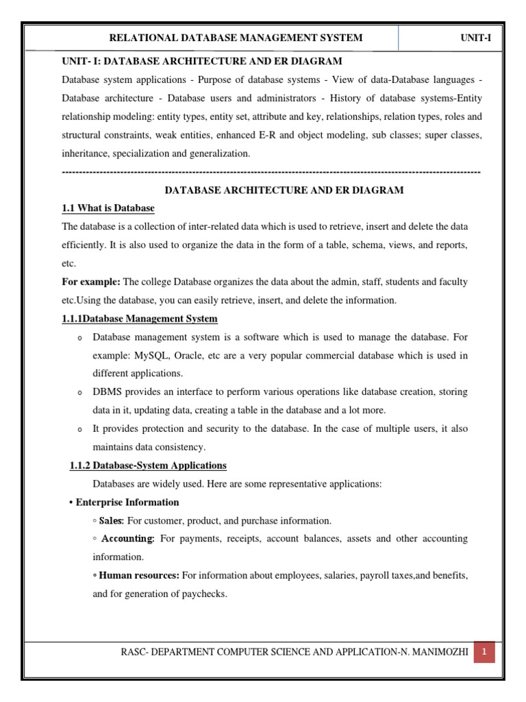 Rdbms Unit I | PDF | Databases | Relational Database Rdbms Unit I | PDF | Databases | Relational Database