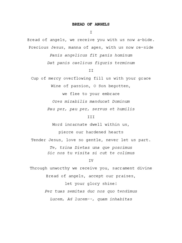 Bread of Angels Hymn Lyrics | PDF