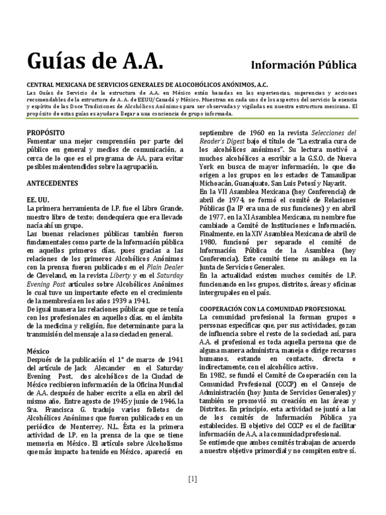 Guia de Servicio de AA IP | PDF | alcoholicos anonimos | México