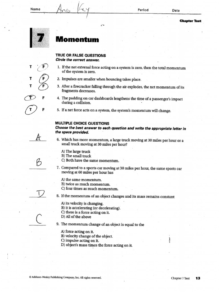 Review Ans Key Momentum | PDF