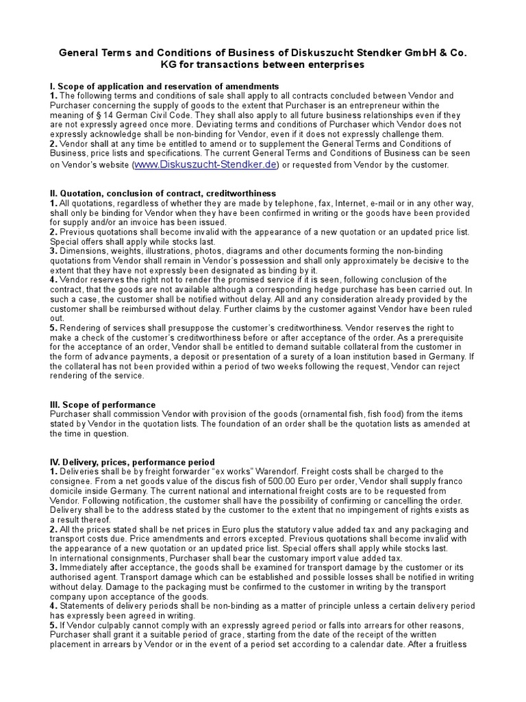 Business Terms for B2B Fish Supply | PDF | Prices | Interest