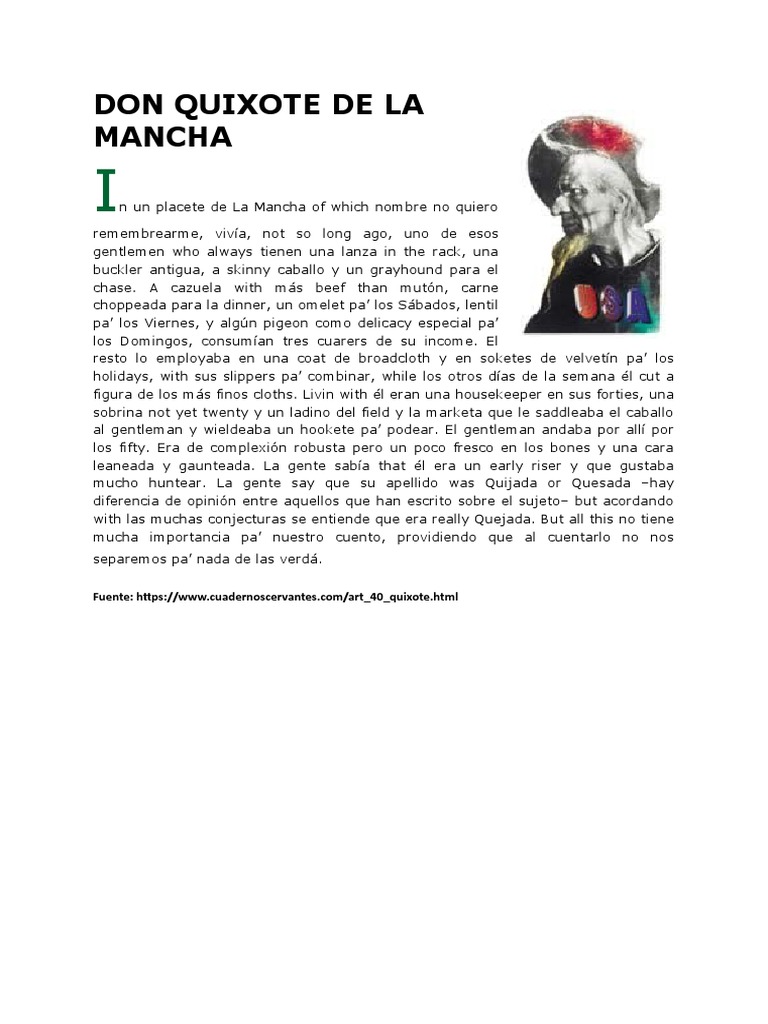 Don Quijote en Spanglish | PDF