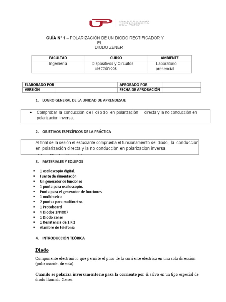 Guia de Laboratorio 1 Disp. y Circ. Electronicos | PDF | Diodo | Rectificador