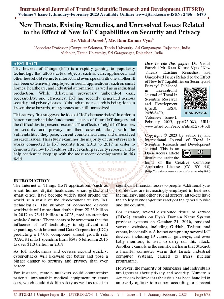 New Threats, Existing Remedies, and Unresolved Issues Related To The ...