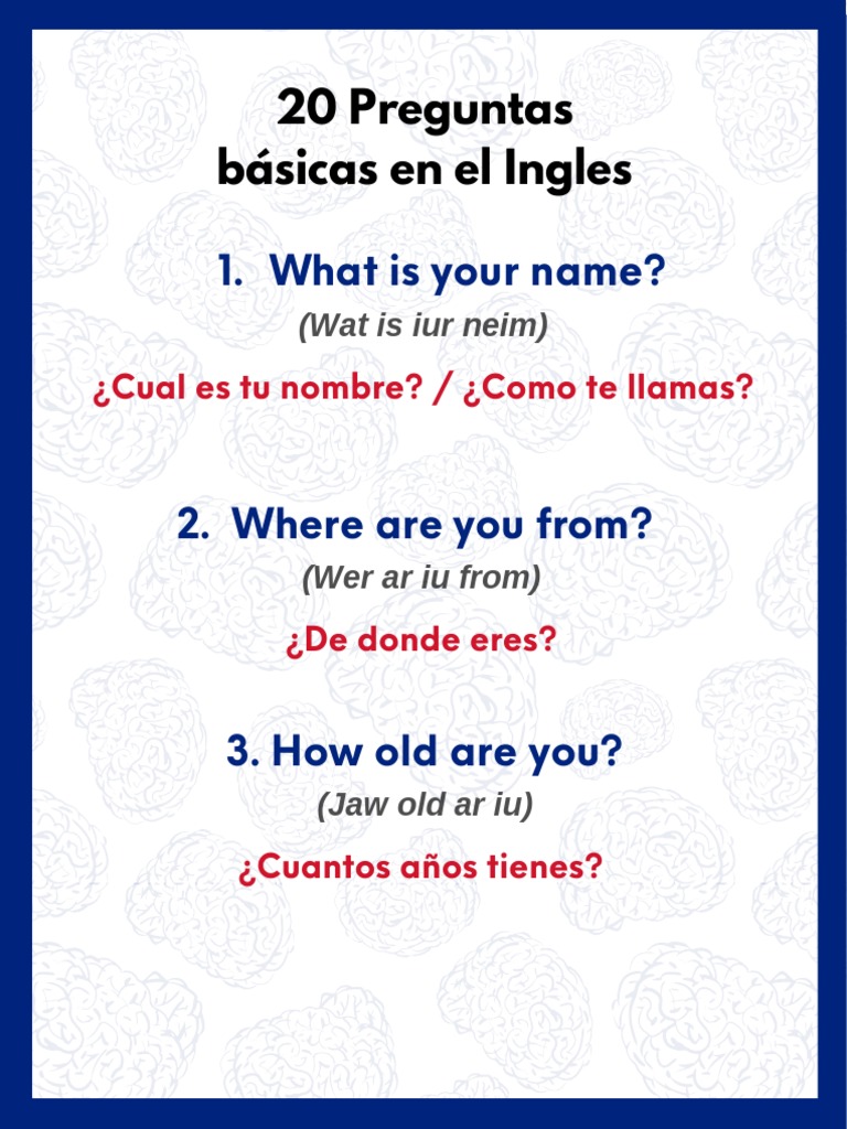 20 Preguntas Basicas en El Ingles | PDF