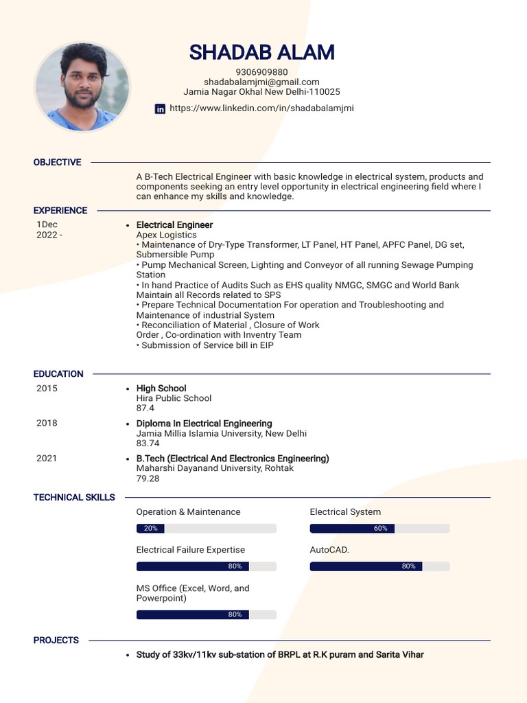 Shadab CV | PDF | Electrical Substation | Engineering