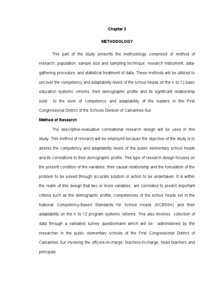 Chapter 3 METHODOLOGY | PDF | Statistics | Methodology