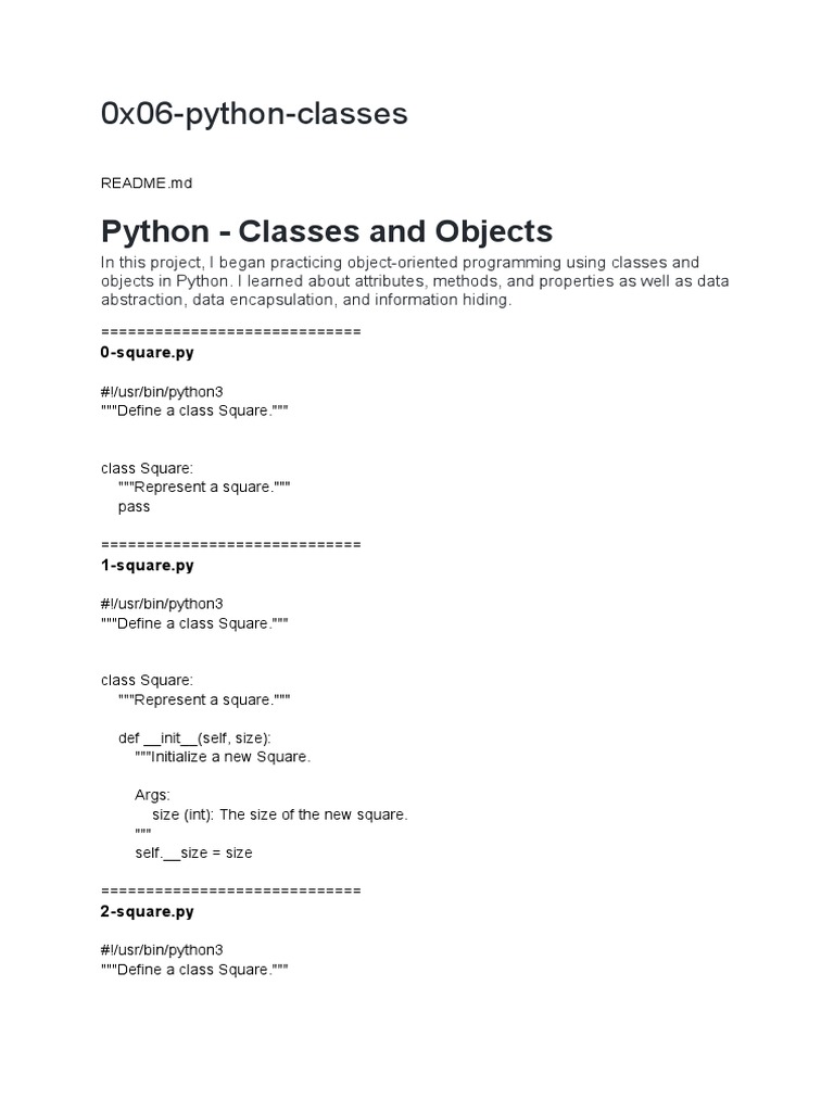 0x06 Python Classes | PDF | Class (Computer Programming) | Method ... 0x06 Python Classes | PDF | Class (Computer Programming) | Method ...