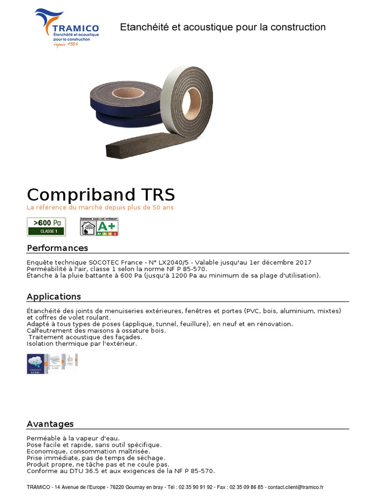 Fiche Technique Compriband Trs | PDF | Isolation thermique | Matériaux