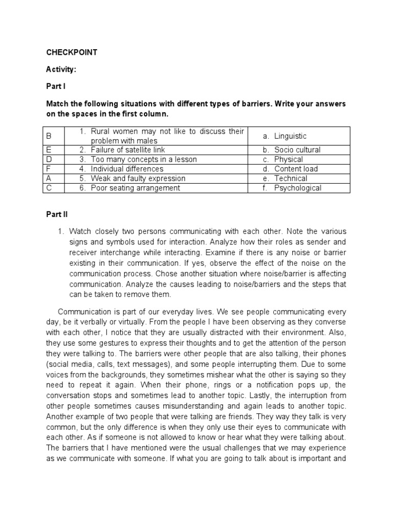 Checkpoint | PDF | Communication | Conversation