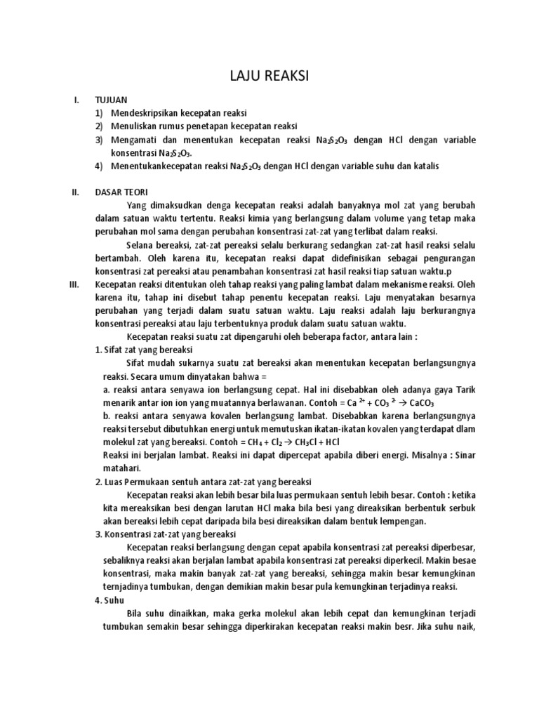 Laporan Praktikum Laju Reaksi | PDF