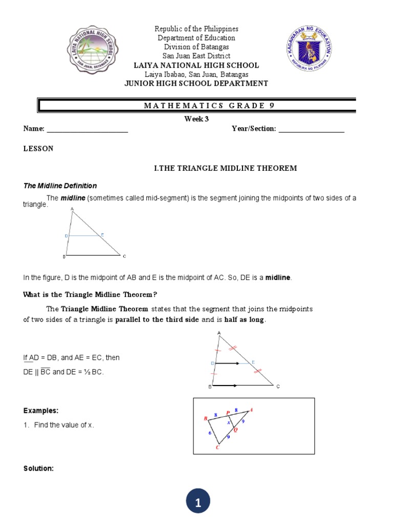 Q3 Math 9 Week3 4 | PDF | Elementary Geometry | Geometry