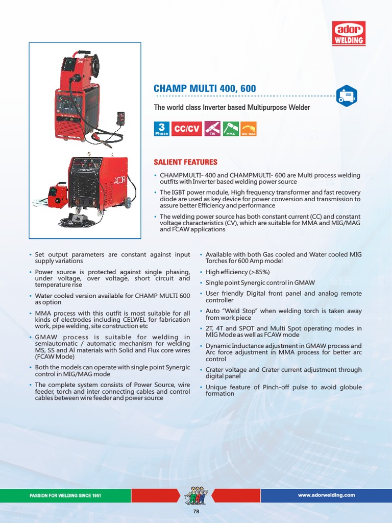 Champ Multi 400 600 | PDF | Construction | Welding