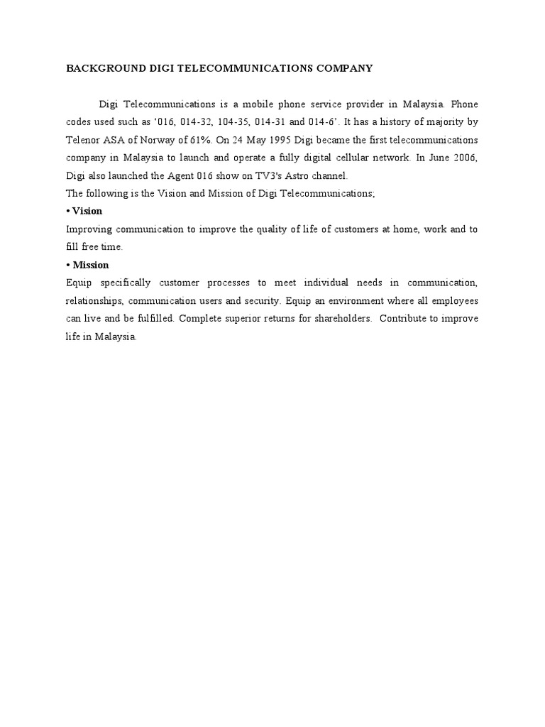 Digi Telecommunications Company Overview | PDF | Business