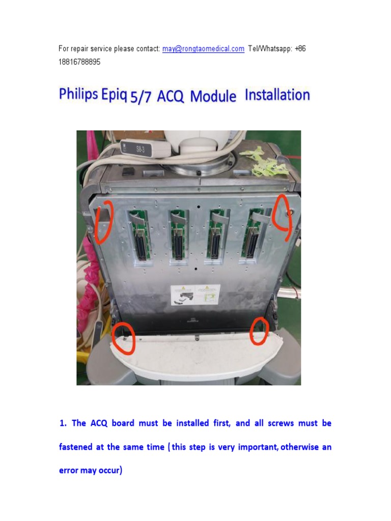 Philips EPIQ 5 EPIQ 7 ACQ Acquisition Module Installation | PDF