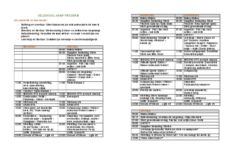 Voorbeeld F Veldskool Program | PDF