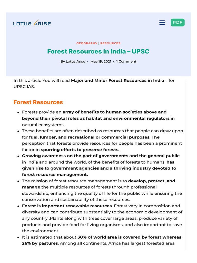 Forest Resources in India for UPSC | PDF | Forests | Deforestation