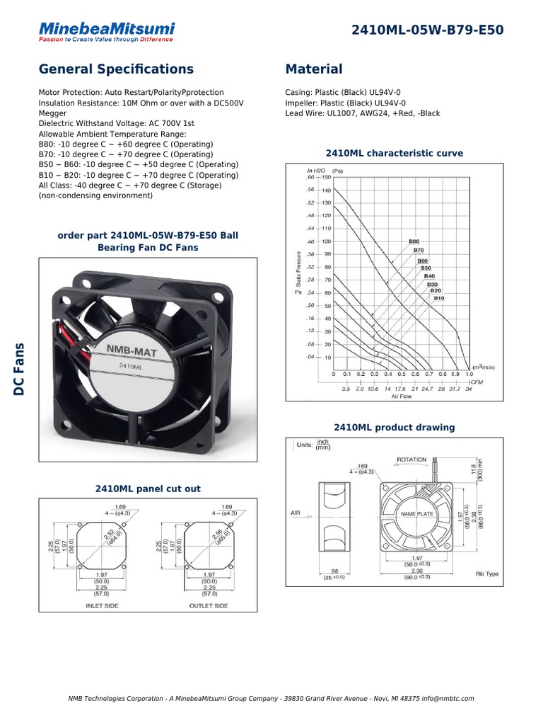 NMB 2410ML 05W B79 E50 Datasheet - 031901 | PDF | Electrical Resistance ...