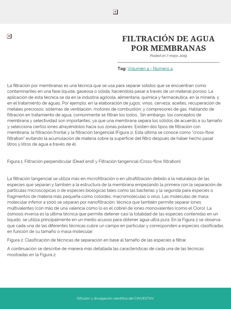 Filtración de Agua por Membranas | PDF | Ósmosis | Membrana